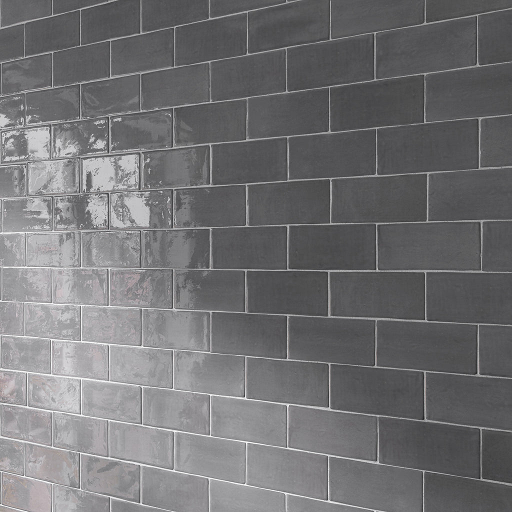 NC-AS-SW36 New Country Dark Grey Subway Tile 3"x6" Polished Ceramic Wa ...