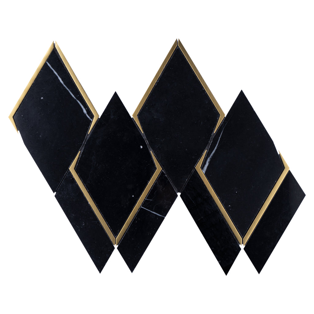 TNNGG-07 Lorenza Double Diamond Black and Gold Metal Stainless Steel P ...