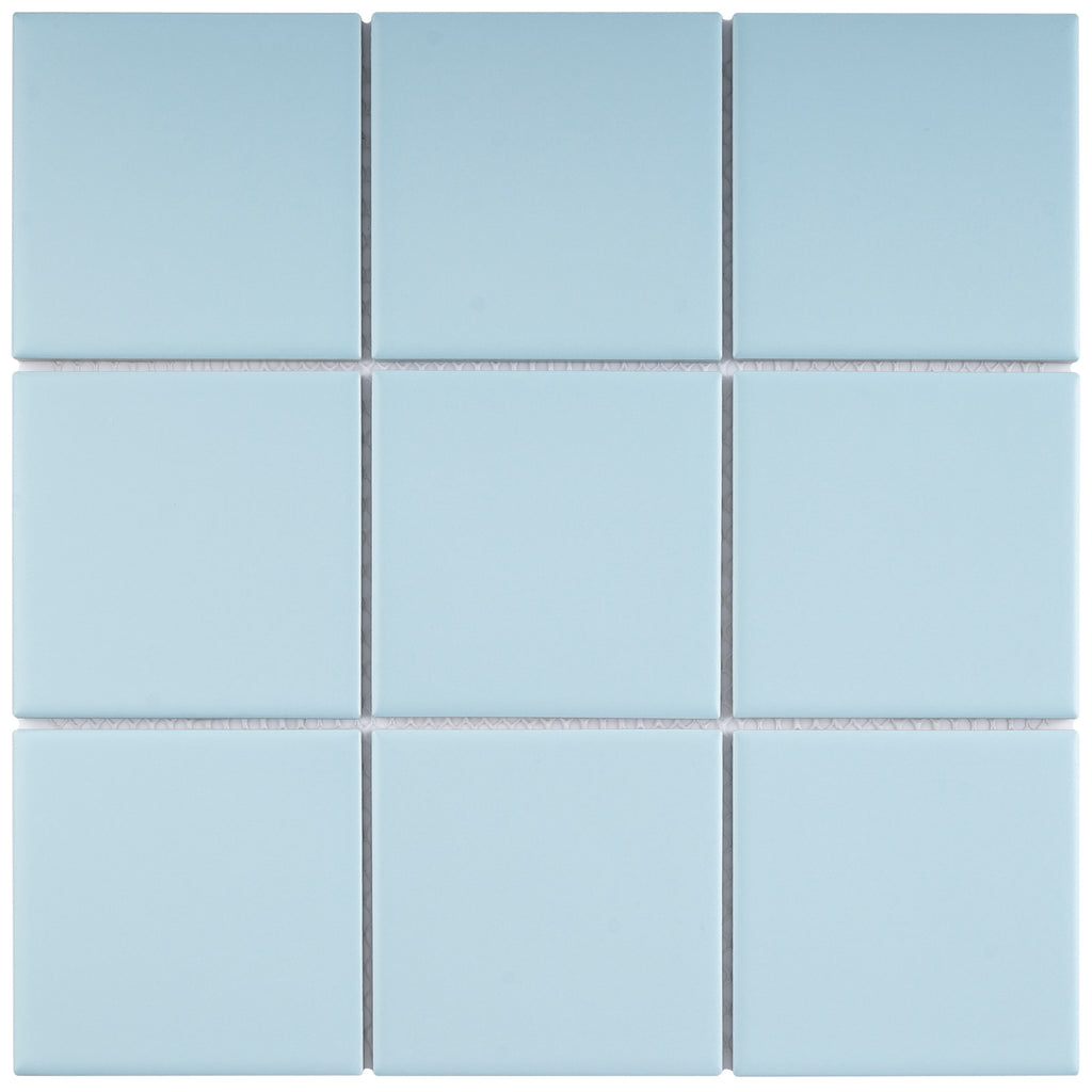 TPMG-11 4x4 Powder Blue Porcelain Tile - Square Blue Porcelain Mosaic ...