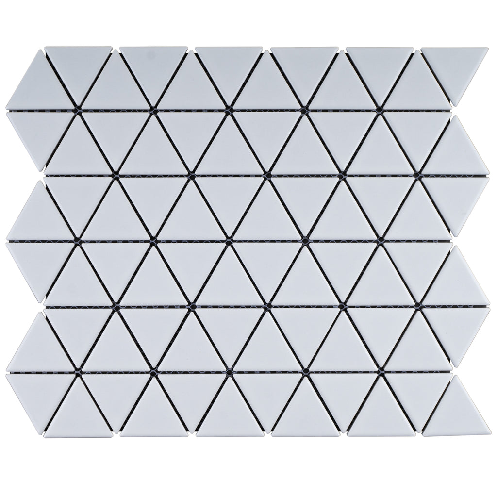 TPMG-25 1.5x1.5 Triangle White Porcelain Mosaic Tile Backsplash (SATIN ...