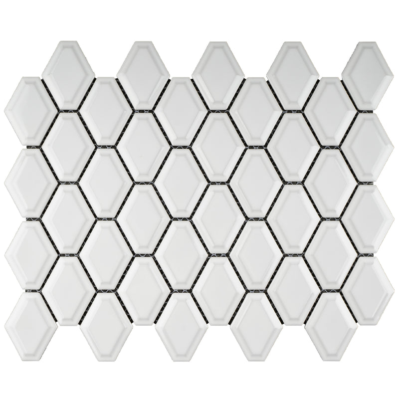 TPMG-07 3D White Porcelain Tile -Diamond Shape Porcelain Mosaic Tile ...