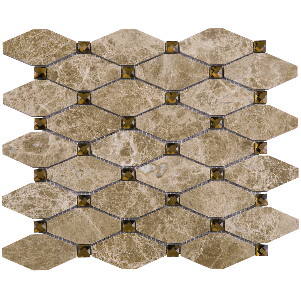 TEMPG-04 Long Dimaond Shape Stone Marble Mosaic Tile in Brown – Tile ...