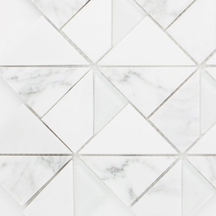 TMOPG-01 Triangle Square White Carrara Stone Mosaic Tile Backsplash ...