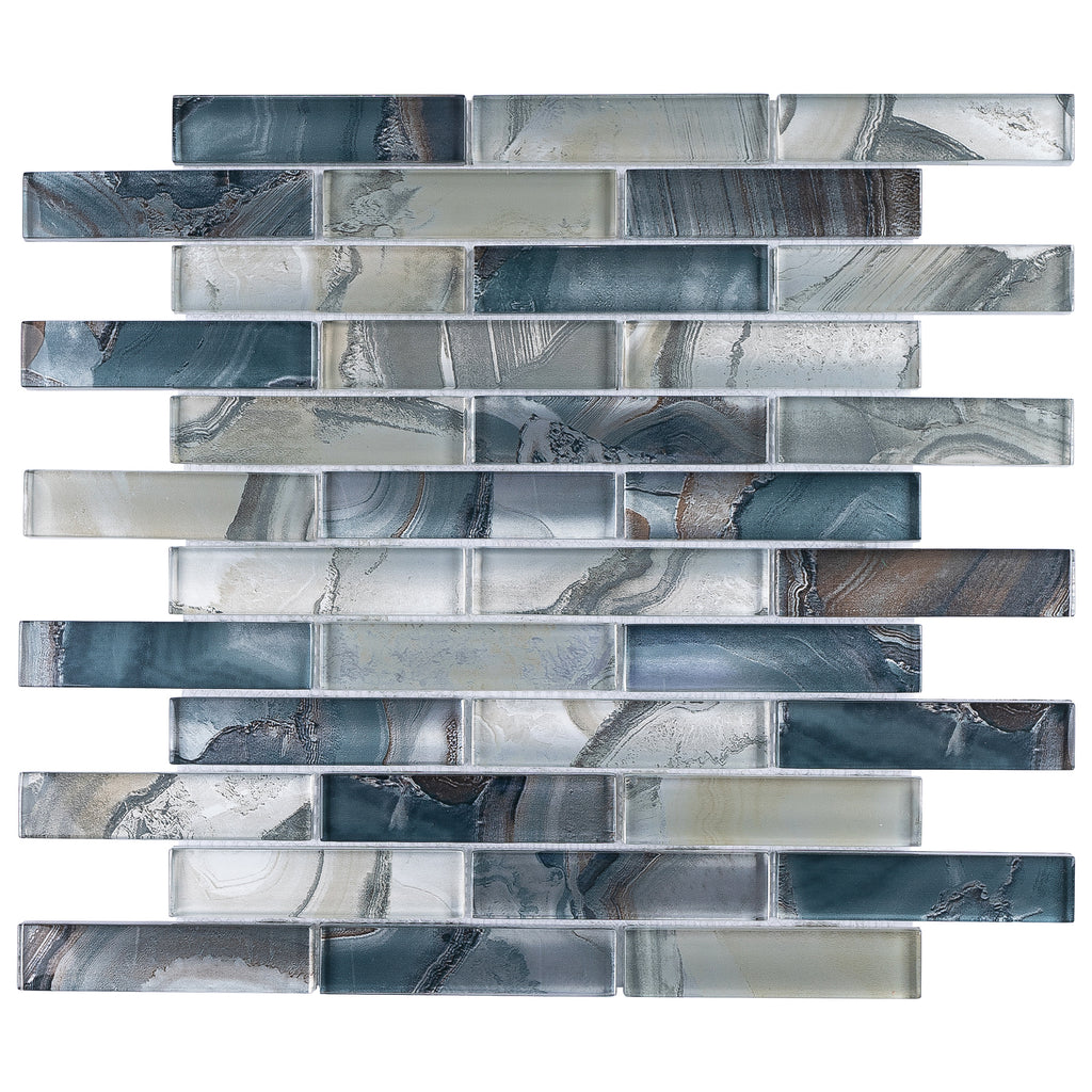 TOCSG-01 1x4 Swirl Blue Glass Mosaic Tile Backsplash – Tile Generation