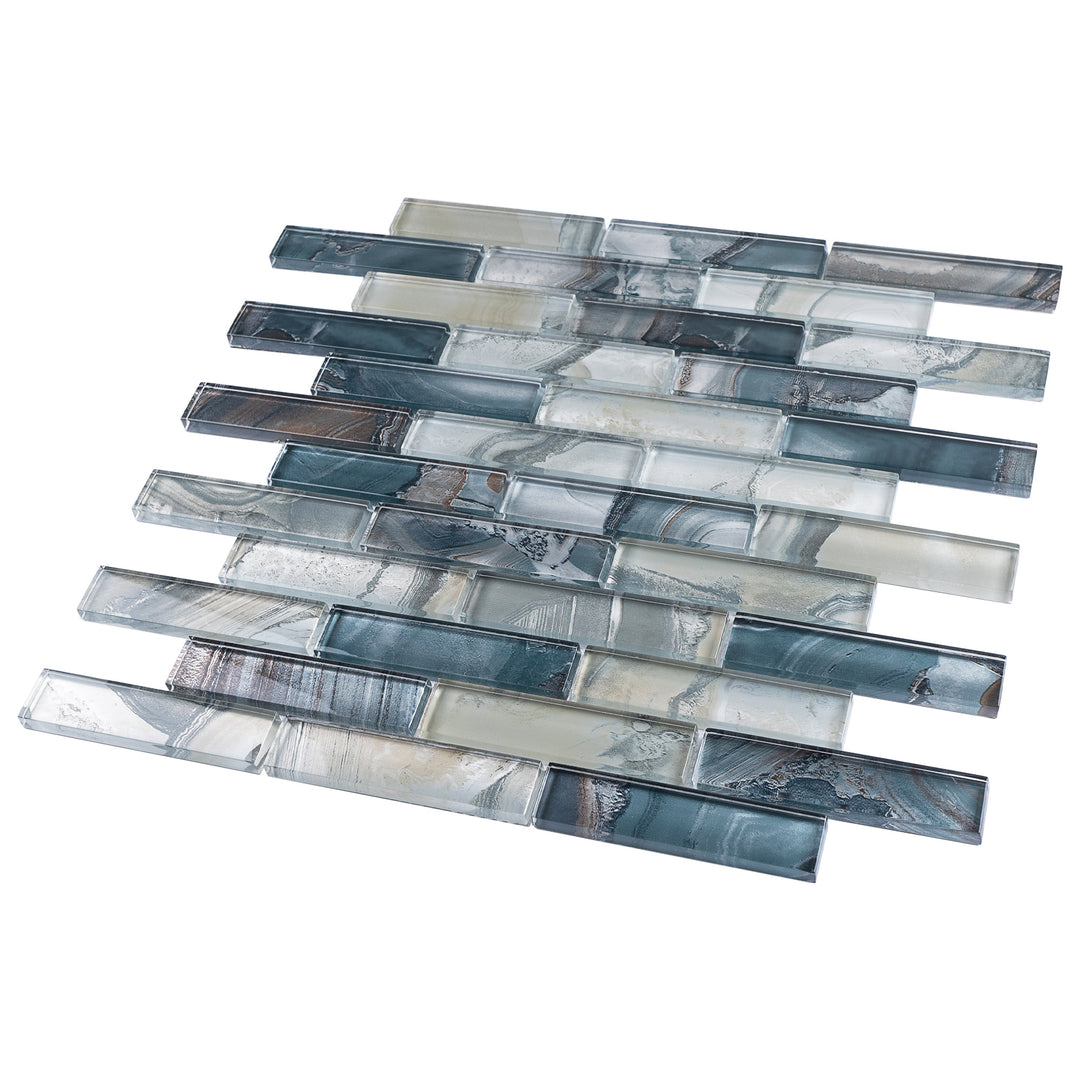 TOCSG-01 1x4 Swirl Blue Glass Mosaic Tile Backsplash – Tile Generation
