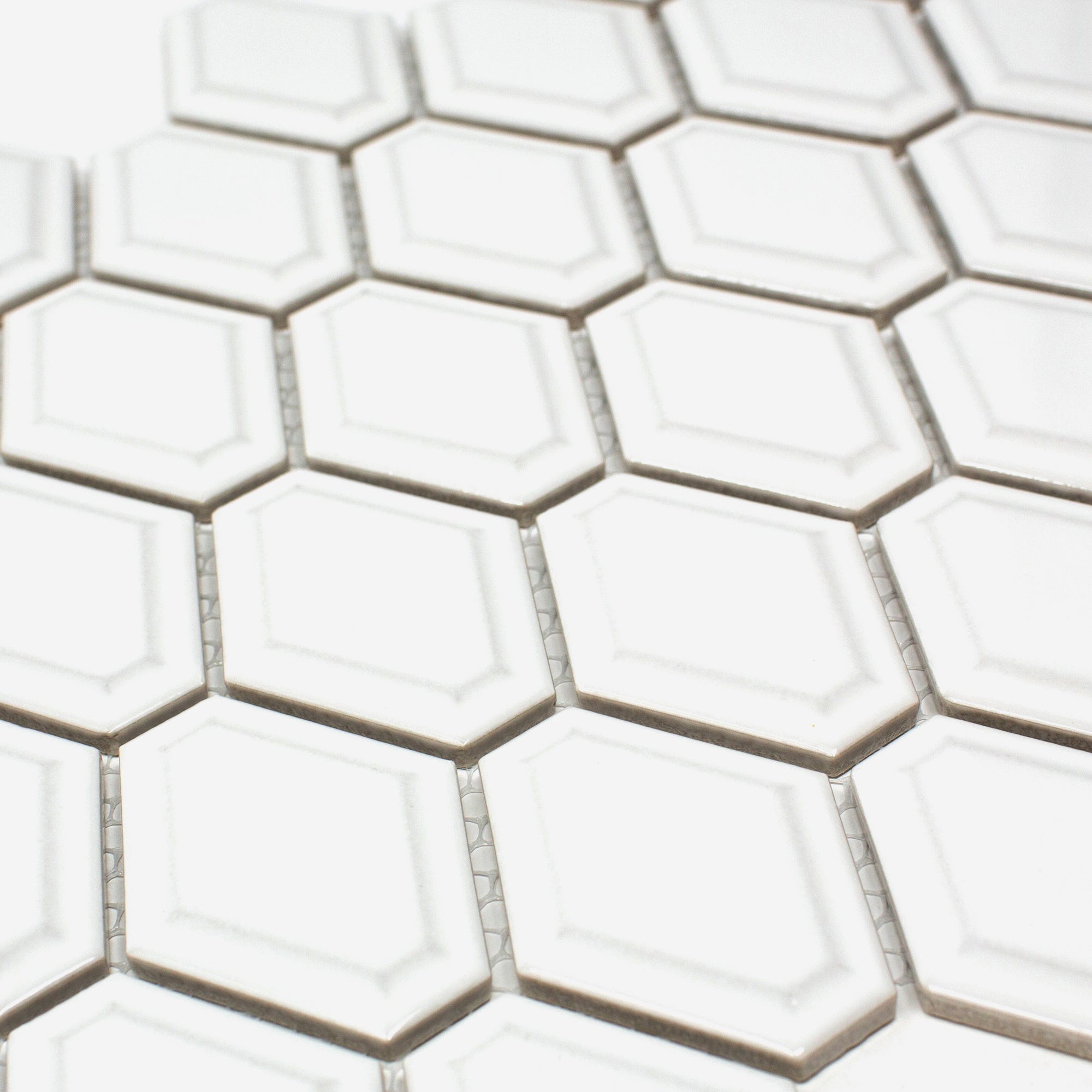 TPMG-07 3D White Porcelain Tile -Diamond Shape Porcelain Mosaic Tile ...