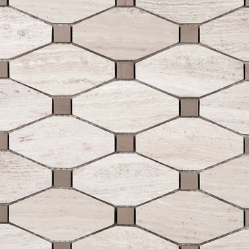 TWOBEG-07 Diamond Long Octagon Wooden Beige Marble Mosaic Tile – Tile ...